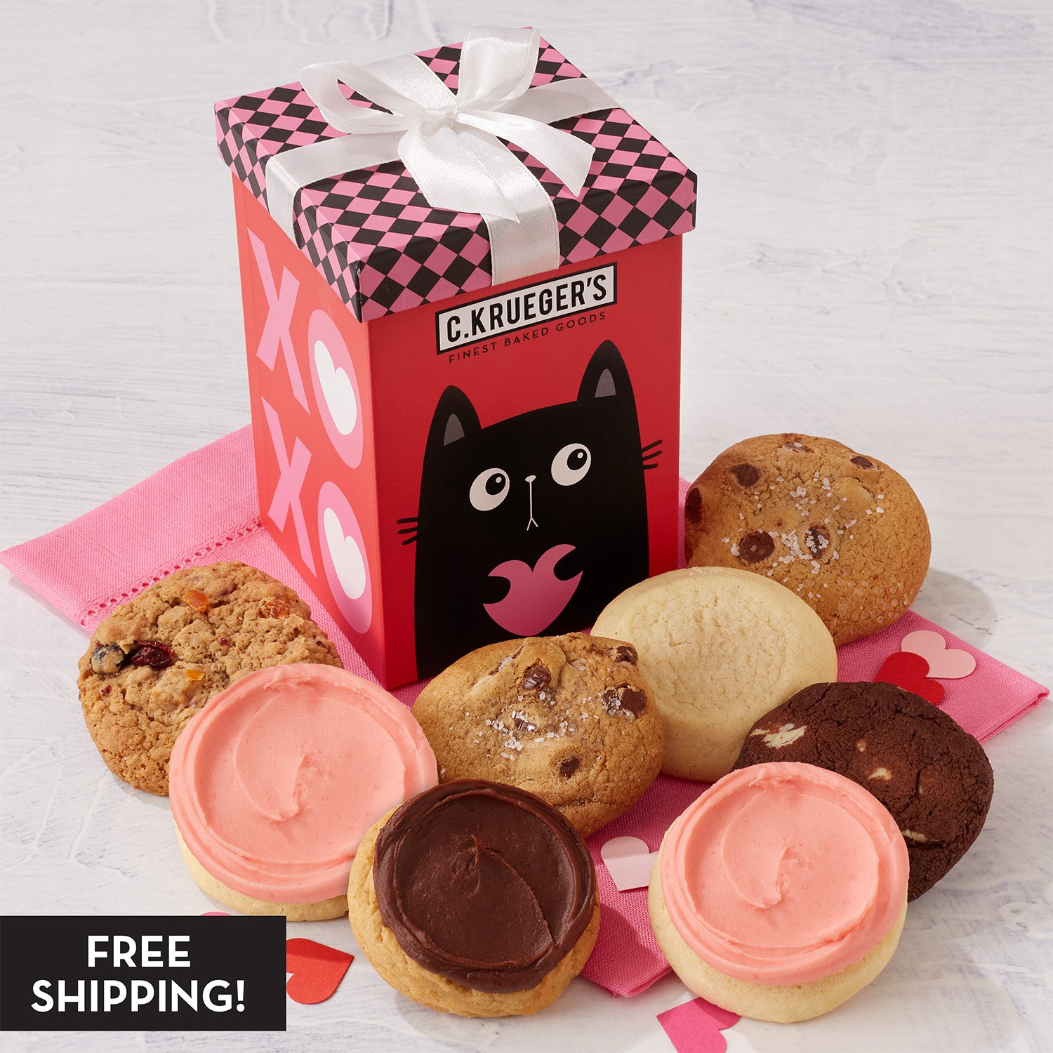 Purr-fect Valentine Bow Box - Assorted Mini Cookies – C.KRUEGER'S