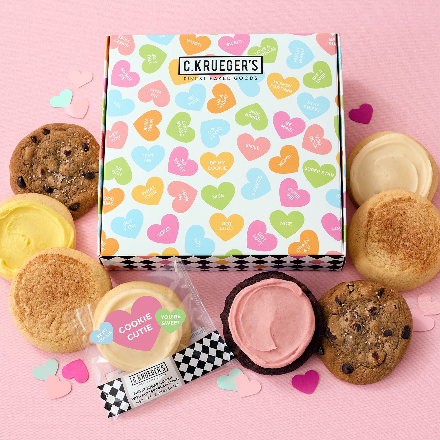 Conversation Hearts Bakery Box – Assorted Cookies – C.KRUEGER'S